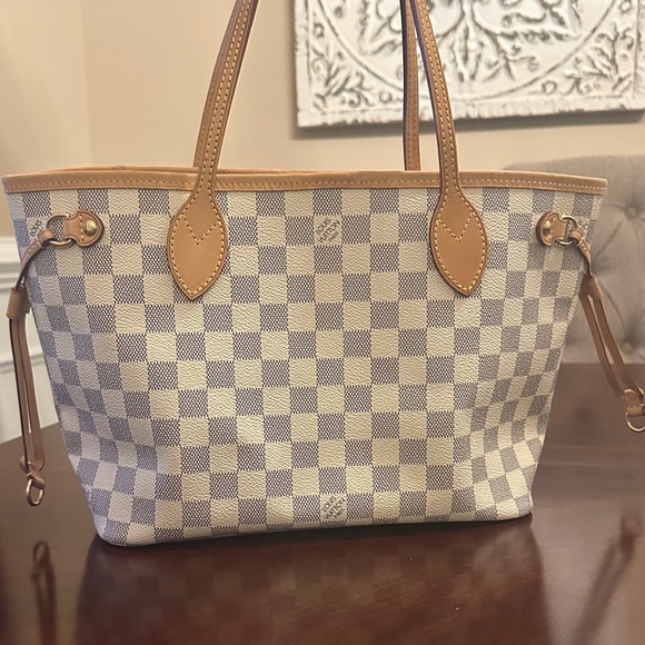 Louis Vuitton | Bags | Louis Vuitton Checkered Tote With Tan Leather ...